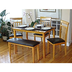 Set of 4 Dining Kitchen Side Chairs Warm Solid Wooden in Maple Finish Padded Seat