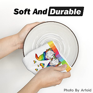 Artoid Mode Love Heart Gnomes LGBT Home Kitchen Dish Towels, 18 x 26 Inch Ultra Absorbent Coffee Tea Bar Hand Towels Bathroom Gift for Cooking Baking Set of 2