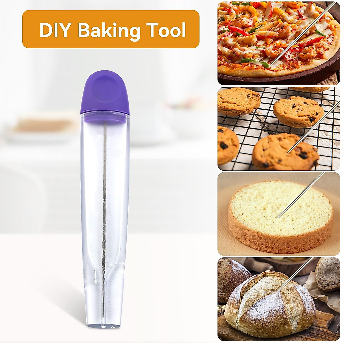 Cake Tester Needle, Reusbale Stainless Steel Cake Testing Probe Stick Cake Skewer Baking Tools for Cake Cupcake, Bread, Biscuit, Muffin, Pancake