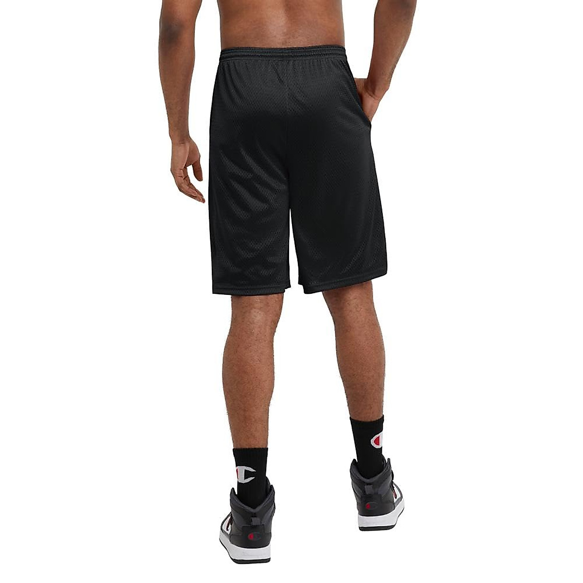 Champion Mesh Gym, Lightweight Athletic Shorts for Men (Reg Tall), Black C Patch Logo, 4X-Large Big