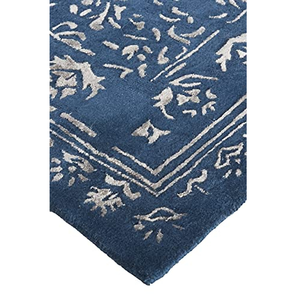 Feizy Bella High/Low Floral Wool Rug, Vallarta Blue/Silver Gray, 8ft x 10ft Area Rug