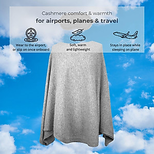 Jet&Bo 100% Pure Cashmere Poncho & Eye Mask Travel Set Gray in Gift Box