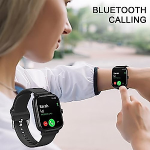 KAKTIN Smart Watch for Men Women，Smartwatch with Bluetooth Call(Answer/Make Call)， 1.85" Touch Screen Fitness Watch Tracker with IP68 Waterproof, 100+Sports Compatible with Android iPhone iOS (Black)