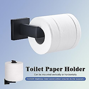 8-Piece Bathroom Hardware Accessories Set, Towel Bar Sets Include Towel Bar Towel Holder Toilet Paper Holder Towel Hook,16 inch Bath Accessories Kit，Matte Black