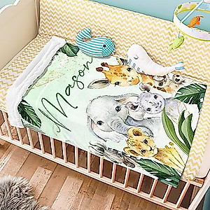 J&SBGFT Personalized Baby Blanket for Boys,Custom Baby Blanket with Name, Customized Name Blanket Receiving Blankets for Toddlers Kids Nursery Stroller Crib Decor Throw 30"x40",Color13