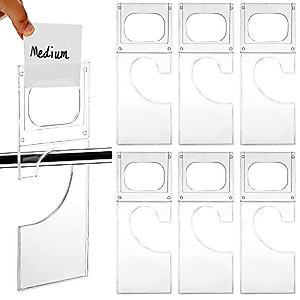 Closet Dividers Plastic Closet Dividers for Hanging Clothes Transparent Rectangle Clothing Rack Size Dividers, Organize Clothes (6 Pack)