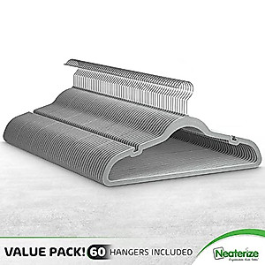 Velvet Hangers 60 Pack Grey – Heavy Duty Velvet Clothes Hangers - Non Slip Felt Coat and Suit Hangers for Closet - Lightweight Thin Space Saving Ganchos para Colgar Ropa