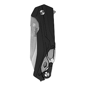 Kershaw Drivetrain Drop Point Pocket Knife, 3.2-in. Blade, SpeedSafe Opening, Frame Lock, Seatbelt Cutter (8655) , Black