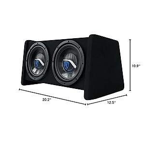 Rockville RV208P Dual 8" 800w Car Audio Subwoofers in Vented Sub Enclosure Box,Black