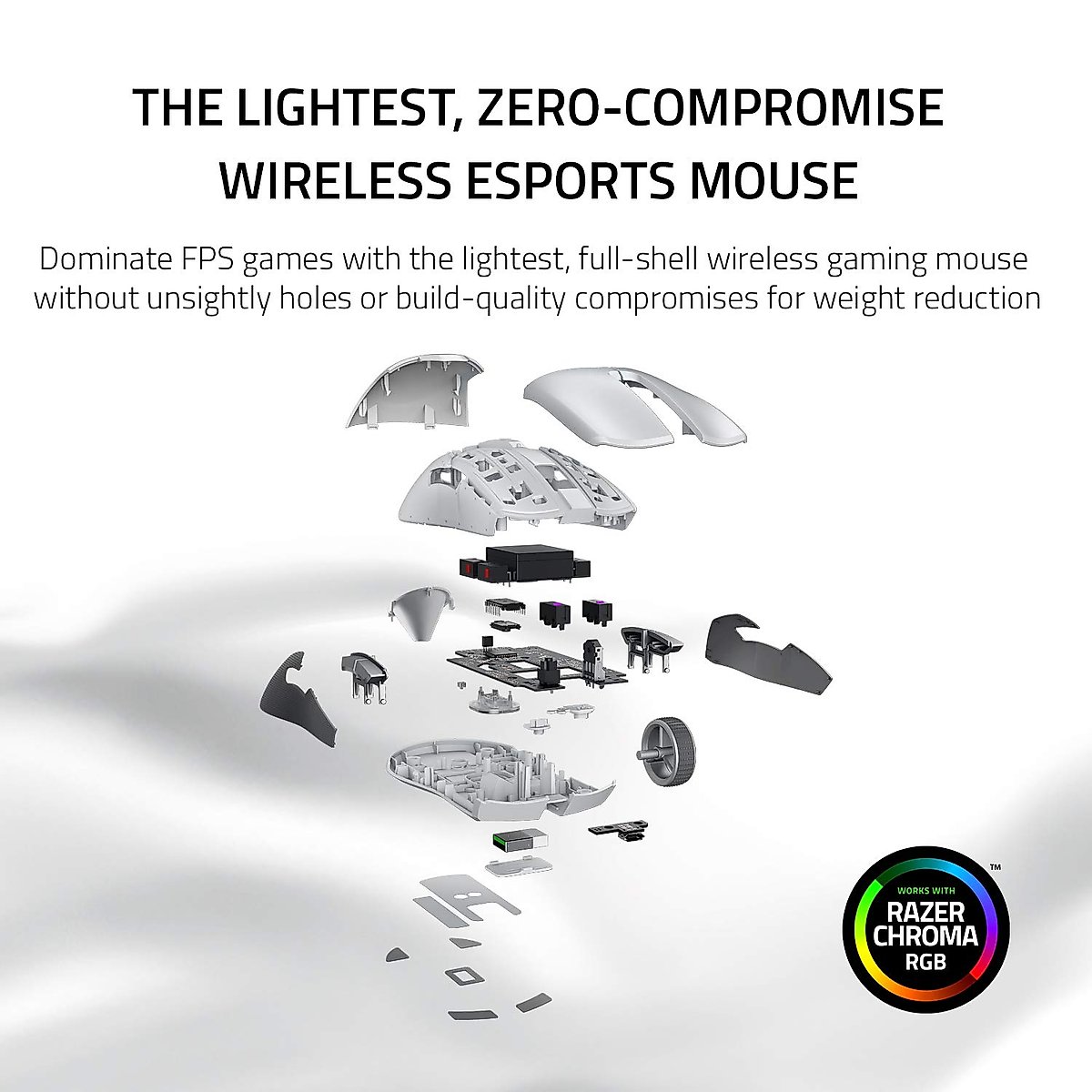 Razer Viper Ultimate Lightweight Wireless Gaming Mouse & RGB Charging Dock: Hyperspeed Wireless Technology - 20K DPI Optical Sensor - 74g Lightweight - 70 Hr Battery - Mercury White