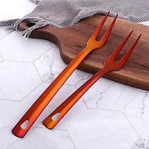 QOBIMOON Stainless Steel Kitchen Utensil Set -8 Cooking Utensils, Colorful Titanium Plated Set Kitchen Tools Gadgets Cake Shovels/Plain Spatula, Potato Masher, Spoon, Slotted Spoon-Red