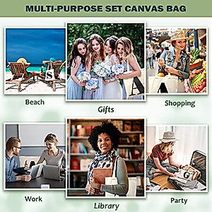 AUNOOL Initial Canvas Tote Bag Makeup Bag Birthday Gifts for Women Personalized Beach Bags 2 Inner Pockets Bridesmaid Gifts Reusable Gift Bags with Handles Monogrammed Gifts for Friends Mom Letter A