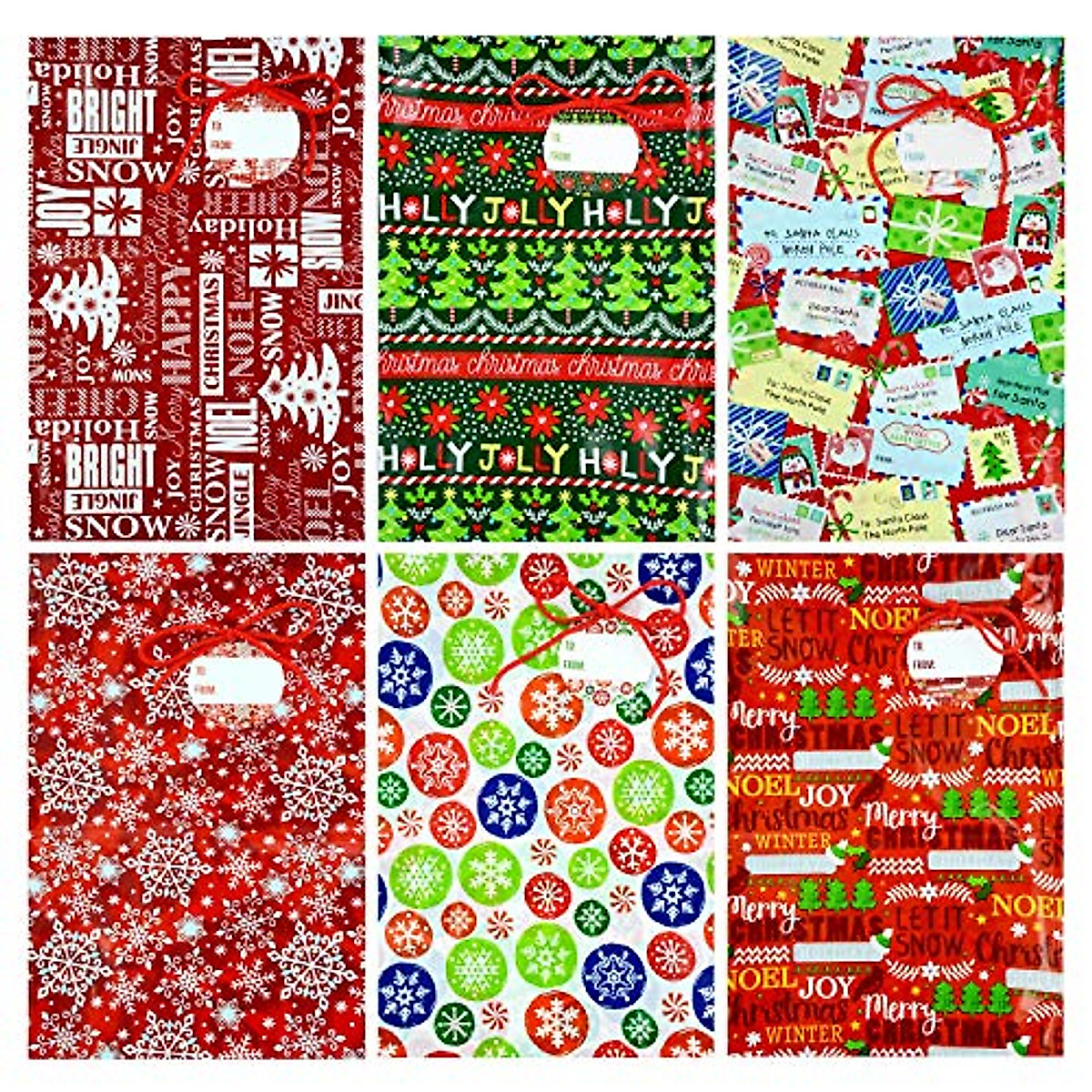 2 Giant Christmas Gift Bag 36x44" W/tie & Gift Card Set of 2