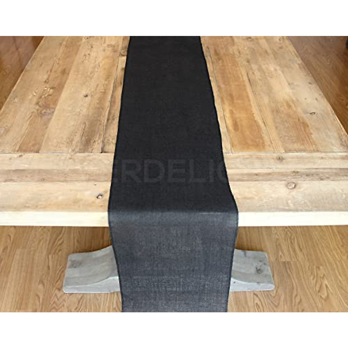 CleverDelights 12" Black Burlap Roll - Finished Edges - 5 Yards - Jute Burlap Fabric