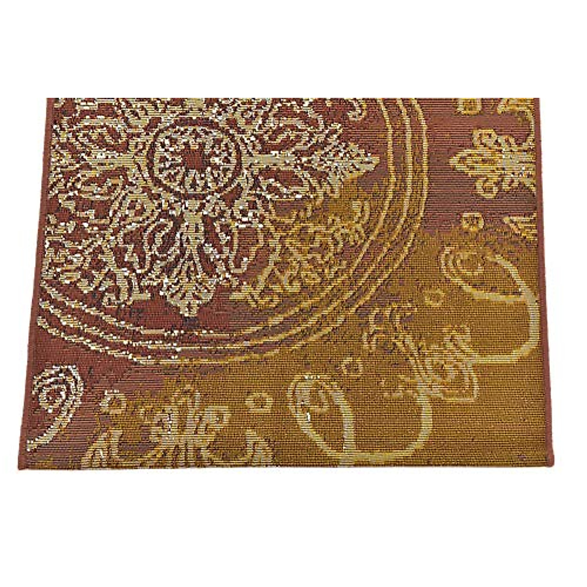 Unique Loom Outdoor Modern Collection Area Rug - Trio (2' x 6' 1" Runner, Rust Red/ Gold)