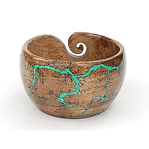 Wooden Yarn bowls For Crocheting - Large Yarn Ball Holder Knitting Bowl Storge Crocheting Accessories and Supplies Organizer,Yarn Holder Dispenser for Crocheting - Gift for Crocheters (Green)