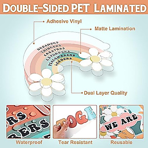 92 Pieces One World Together Classroom Decorations We Can Change The World Classroom Wall Decor We are and Together Hands Cutouts with Stars Rainbow Cutouts for School Classroom Decor (Retro)