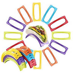 18PCS Individual Taco Holder Stand, MONGSEW Colorful Taco Holders Set of 18, Taco Stands for the individual serving, PP Materials Soft or Hard Taco Shell Holder, Dishwasher & Microwave Safe
