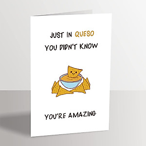 Ure Tenk Lovely Pun Friend Encouragement Card, Funny Friendship Praise Card, Cute Queso Inspired Card, Card for Cheesy And Chips Lover