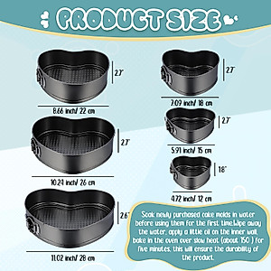 Zhehao 6 Pcs Heart Shape Cake Pans Heart Cake Mold 6 Cheesecake Molds Diverse Sizes Nonstick Springform Pan Set Leakproof Deep Pans for Birthday Family Couples Spouses