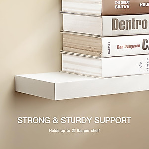 AMADA HOMEFURNISHING Floating Shelves, 32″ Large Wall Mounted Shelves for Bathroom, Bedroom, Living Room, Kitchen, Office, Hanging Shelf for Wall Décor Storage, Set of 2, White