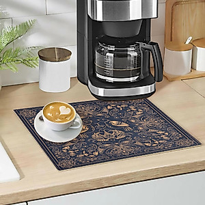 QwThum Coffee Mat Coffee Bar Maker Mat Backed Absorbent Nonslip Coffee Station Mat For Kitchen Countertop Fast Dry Washable Dish Drying Mat 18x12Inch