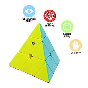 Z-Cube QY Toys Qiming S2 Pyraminx Cube Pyramid Speed Cube Puzzle Stickerless Magic Cube 3x3 Triangle Cube Puzzle Toy, (QY3076)