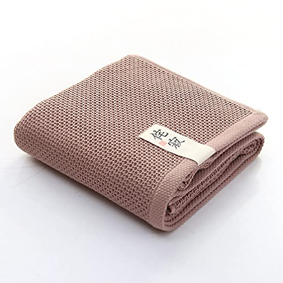 Luke's Gift Japanese Style Waffle Weave Hand Towel, 100% Long Staple Cotton, 28" x 13", Microfiber Drying (Light Brown)