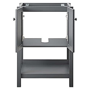 Modway Steam Soft-Close Doors Modern Wood Bathroom Vanity Cabinet in Gray