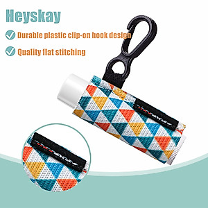 HEYSKAY Lip Balm Holder Sleeves Keychain Chapstick Elastic Sleeves (Black/light blue strip/dark blue strip) 3 Count (Pack of 1)