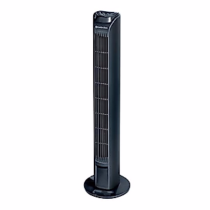 Comfort Zone CZTFR1BK 31" 3-Speed Oscillating Tower Fan with Remote and High-Performance Centrifugal Blades, Black