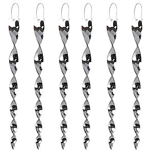 KOKMEYA Bird Scare Rods Silver Hanging Plastic Bird Deterrent Device, Wind Driven Rotation Reflective Scare Rods to Keep Birds Away from House Windows Outdoor Garden Yard 6Pcs