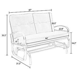 PATIO TREE 2-Seat Outdoor Swing Glider Bench, Rocking Patio Glider Loveseat Chair with Cushions, Navy