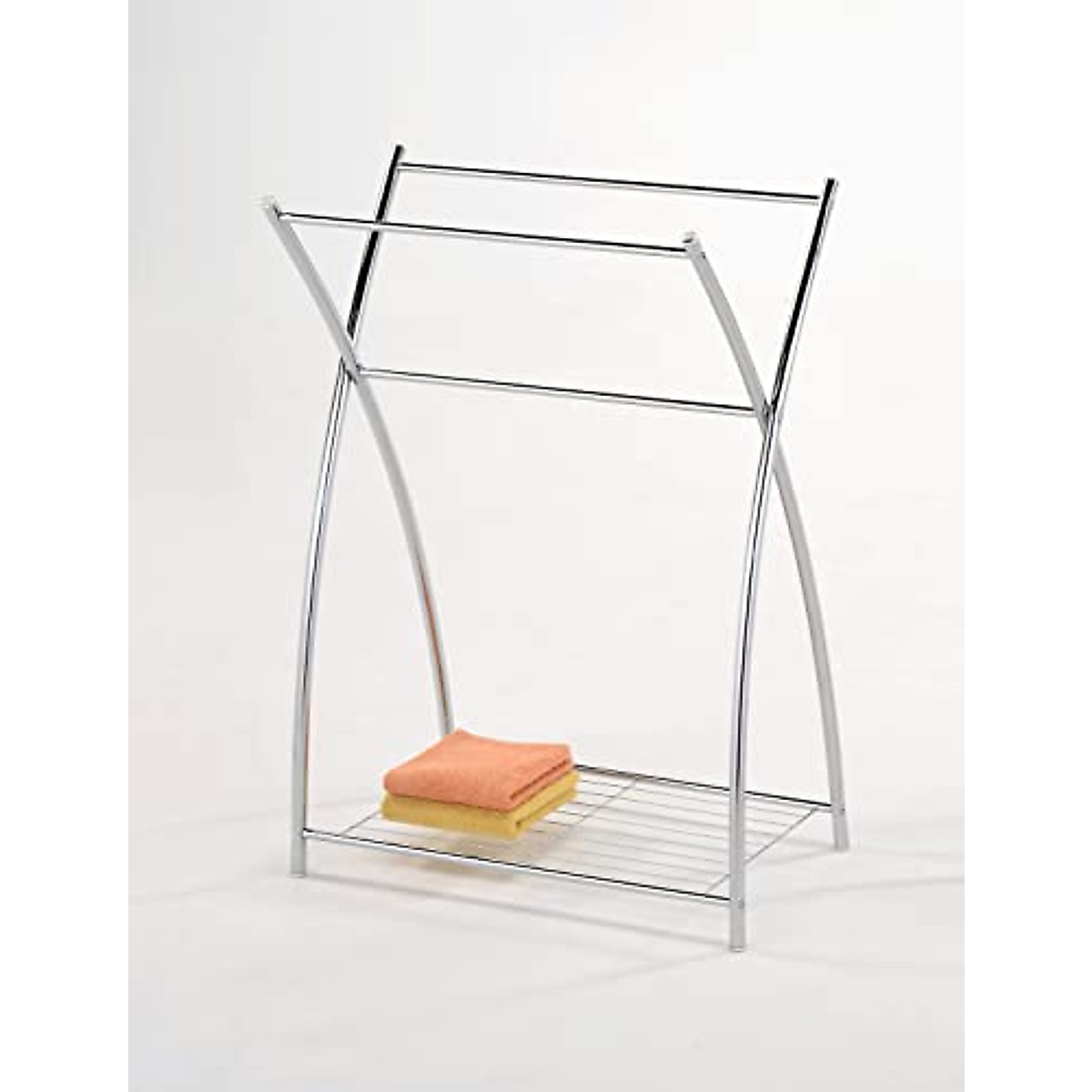 RAAMZO Chrome Finish Towel Bathroom Rack Stand with 3 Bars and Bottom Shelf