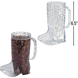 Fun Express Cowboy Boot Mugs - Bulk set of 12 Mugs, each holds 17 oz - Western Rodeo Party Supplies and Nashville Decorations