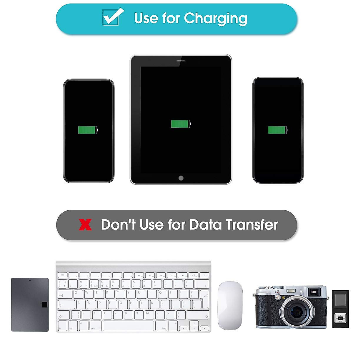 USB 2.0 Hub Adapter, USB Splitter Hub 2 Port USB Ultra Slim Data Hub for Device Charging(White)