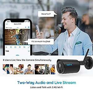 REOLINK Security Camera Wireless Outdoor Solar Powered, No Monthly Fee, 1080p, 2-Way Talk, Night Vision, PIR Motion Detection, Works with Alexa for Home Surveillance, Argus Eco w/Solar Panel Black