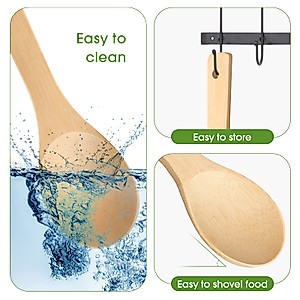 LorisArm Bamboo Rice paddle 2pcs Wooden Spoons for Serving Utensil, Wood rice scooper spoon Kitchen Utensil Set.