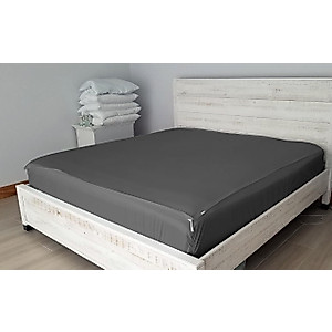 Pure Eco Easy Zipper Fitted Sheet - Includes 1 Fitted Sheet Base & 2 Zip-On Sheets - 15” Inch. Deep Pockets Zipper Sheets Full Size - 600 TC Soft Cotton Fitted Sheet - Dark Grey