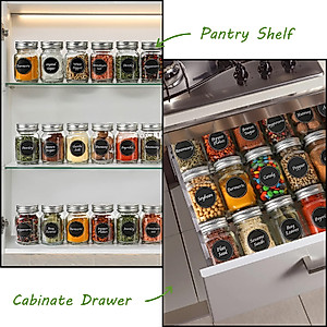 Spice Jars with Label 4oz 24Pcs, AuroTrends 4oz Glass Jars with Lids 24Pack Complete Set-Round Glass Spice Jars with Shaker Lids | Pre-printed Labels & Blank Labels | Chalk Marker | Straw Brush | Funnel