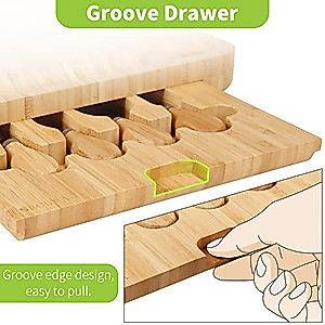 Secura Cheese Board Set, Bamboo Charcuterie Board Meat Platter Serving Tray and Knife Set with 2 Ceramic Bowls, Gift for Mother's Day Easter Thanksgiving Christmas Housewarming Wedding Anniversary