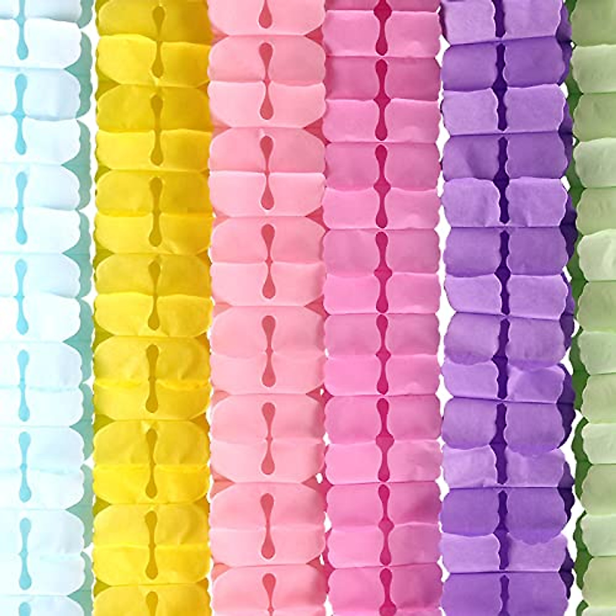 Pack of 6 Hanging Garland Four-Leaf Tissue Paper Flower Garland Reusable Party Streamers for Party Wedding Decorations, 10 Feet/3M (C07-Hot Pink)