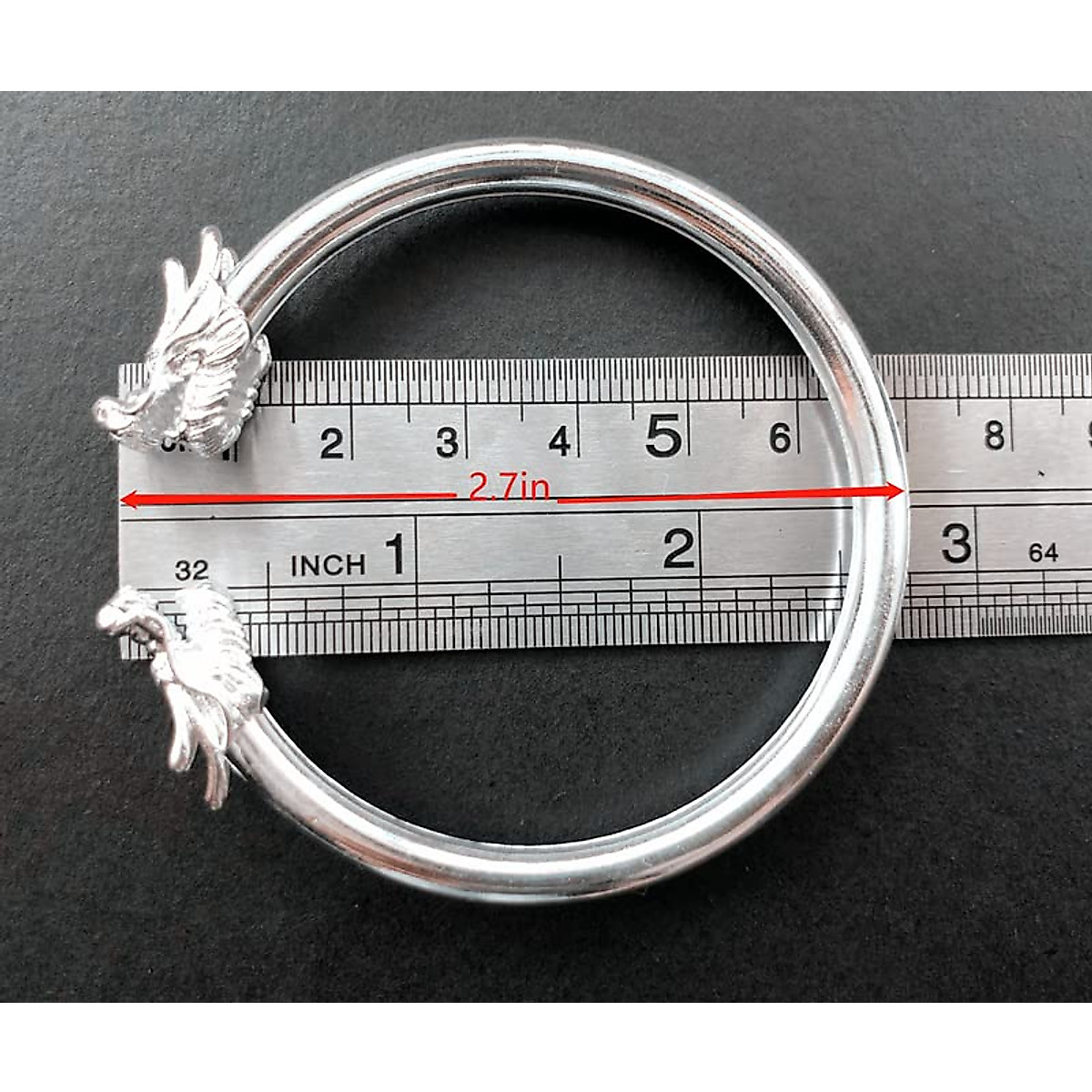 AdjustableSterling Silver Bangle Bracelet, Blue Diamond Bracelet，Sterling Silver Bracelet for Women,Women 925 Sterling Silver Bracelet Double Dragon's Head Cuff Bangle