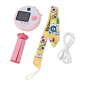 Fdit Kids Camera Abs Silicone Girls Artificial Swag Kids Video Camera with Stand for 3‑12 Years Old (Pink)