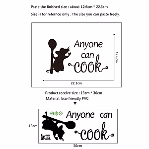 Skyinbags Wall Sticker,Kitchen Mouse Anyone Can Cook Wallpaper Removable Art DIY Wall Decals Poster for Kids Room Home Bedroom Living Children Decor Wall Murals