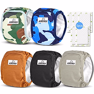 Belly Bands for Male Dogs 5 Pack Washable Dog Diapers Reusable Male Dog Pee Wraps with 5pcs Dog Diaper Liners for Doggie in Incontinence or Excitable Urination and Training, L