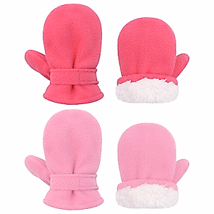 Sherpa Baby Girls Mittens - Winter Toddler Snow Gloves 12-18 Months