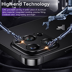 Mothca 2 Pack Camera Lens Protector for iPhone 14 Pro/iPhone 14 Pro Max Matte Alloy Camera Cover [No Affect Photo Quality] No Lens Metal Ring Strong Adhesion Camera Protector Case Friendly (Black)