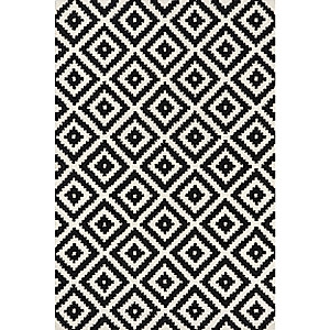nuLOOM Kellee Hand Tufted Geometric Wool Accent Rug, 3x5, Black