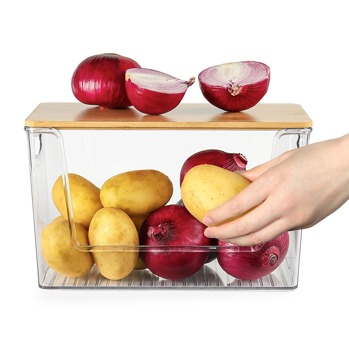 2 Set Pantry Organizer and Storage Stackable Kitchen Pantry Baskets for Onion, Potato, Vegetable, Produce